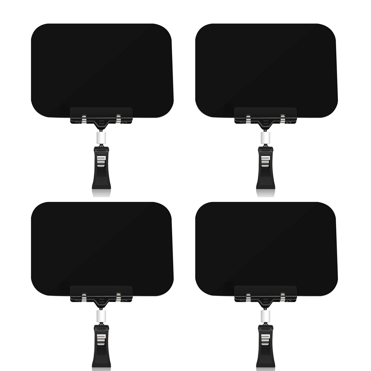 Mlici Clip on Sign Holder Chalkboard Clips, 4 Pack 8.2 x 5.8 Inch Sign Holder Clip for Retail Store Signs Displays, Black Plastic Sale Signs for Food Label Display Rotating Signs Table Clip
