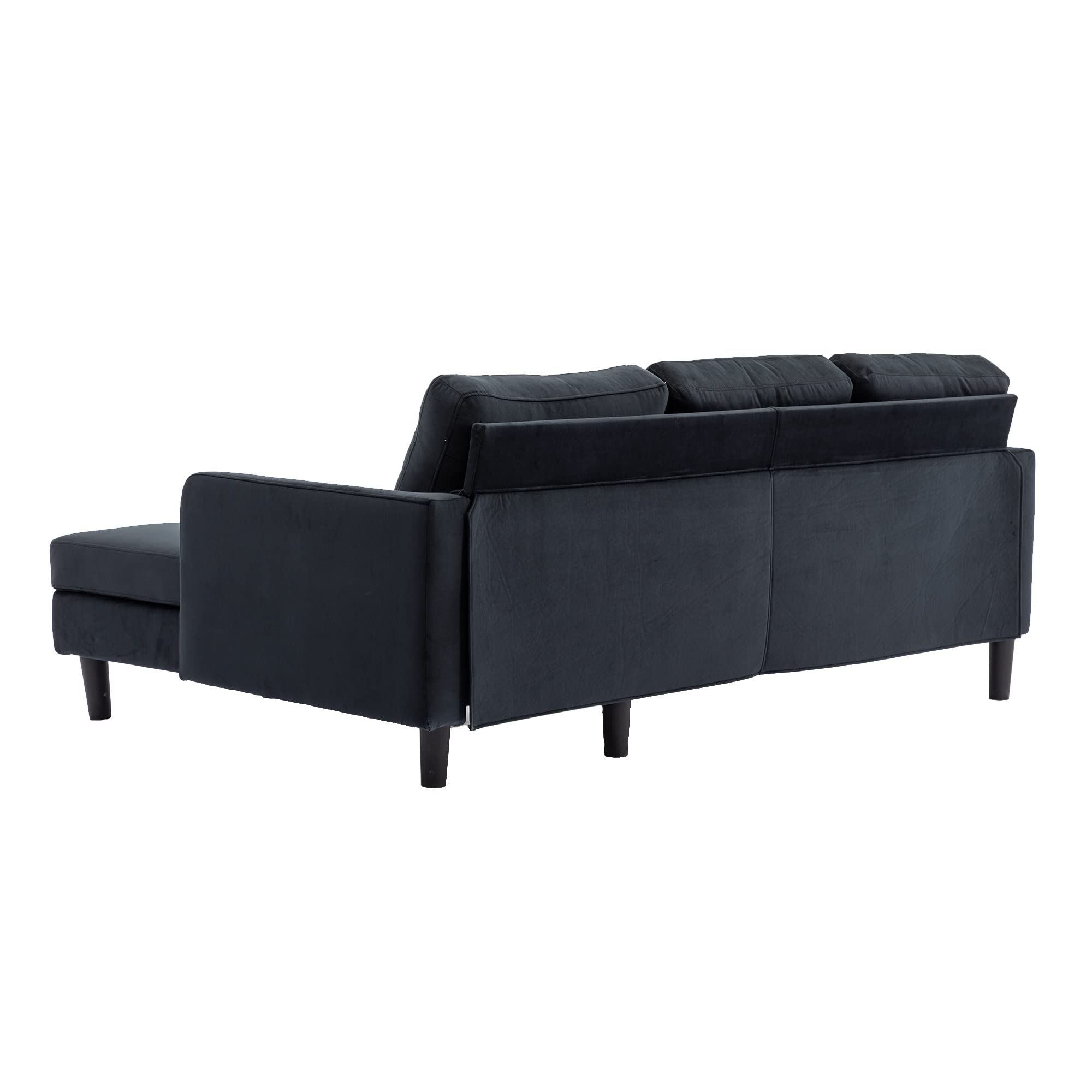 PEIHONGET Sleeper Sectional Sofa, 72.44" Velvet L-Shape 3 Seat with Pull Out Bed, Sectional Sofa Couch with Storage Chaise Living Room Bedroom Apartment(Black)