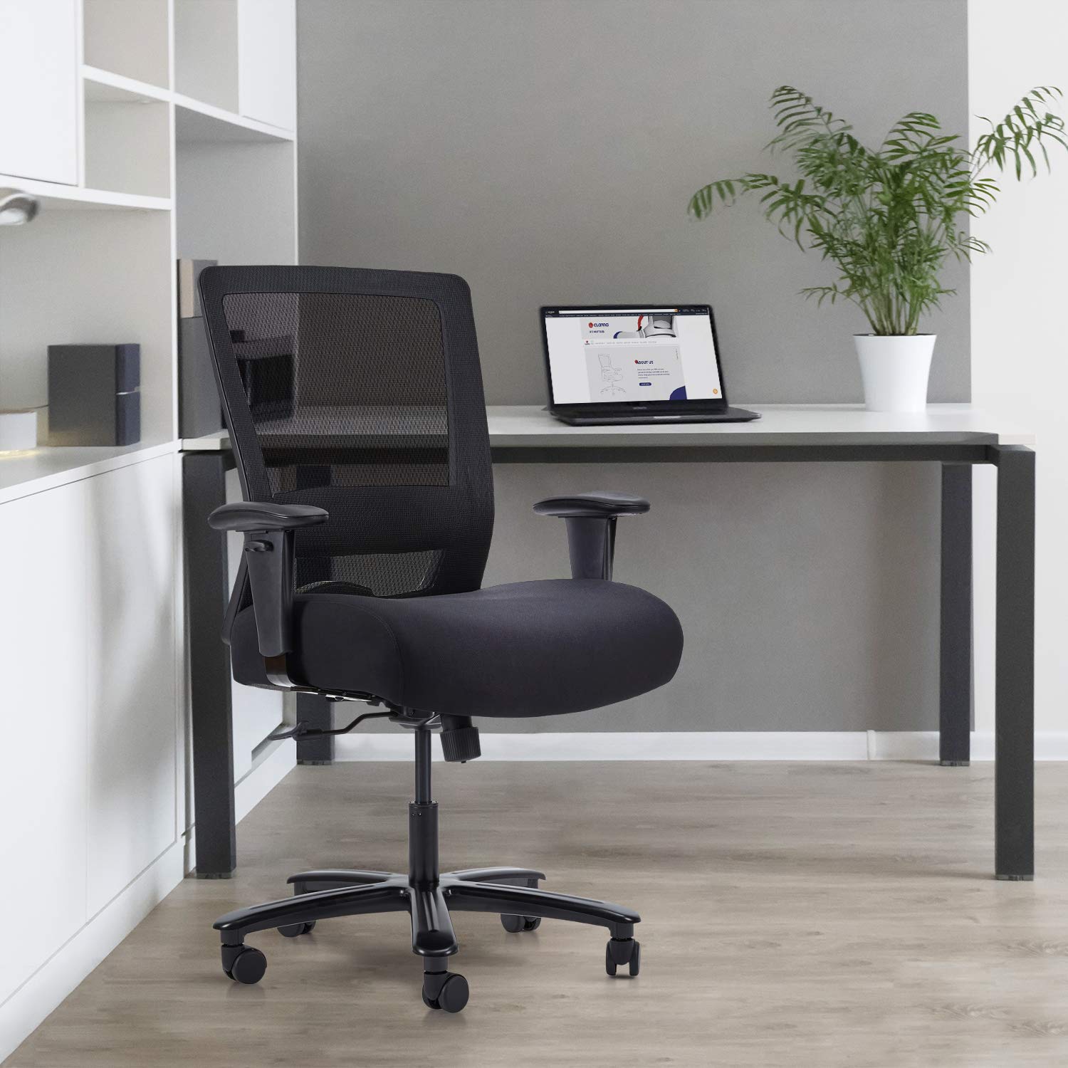 CLATINA Ergonomic Mesh Chair with 400lbs High Capacity and Lumbar Support Adjusting Armrest Big and Tall Office Chair for Home Office, Black (1 Pack)