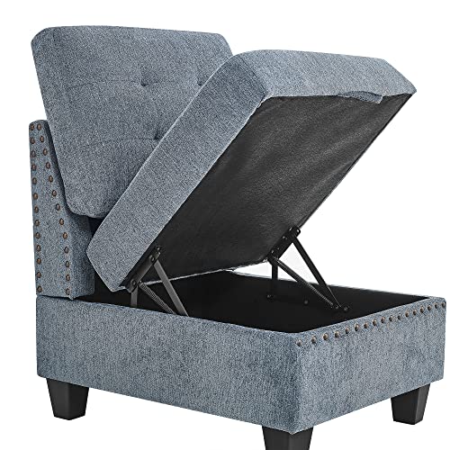 RXRRXY 116'' U Shaped Modular Sectionals Sofa, Chenille Futon Couch for Living Room, Large Sectional Sleeper Sofa with Storage Space, 4 Single Chair and 2 Corner (Navy, U Shaped)