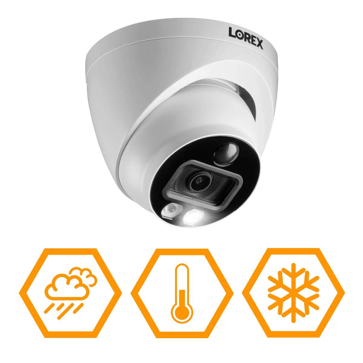 Lorex C241XC Indoor/Outdoor 1080p Analog HD Active Deterrence Dome Security Camera, 120ft Night Vision, 2.8mm, F2.0, IP67, Works with D841, DV900, LHV5100, D241, D231, D441, D861, White