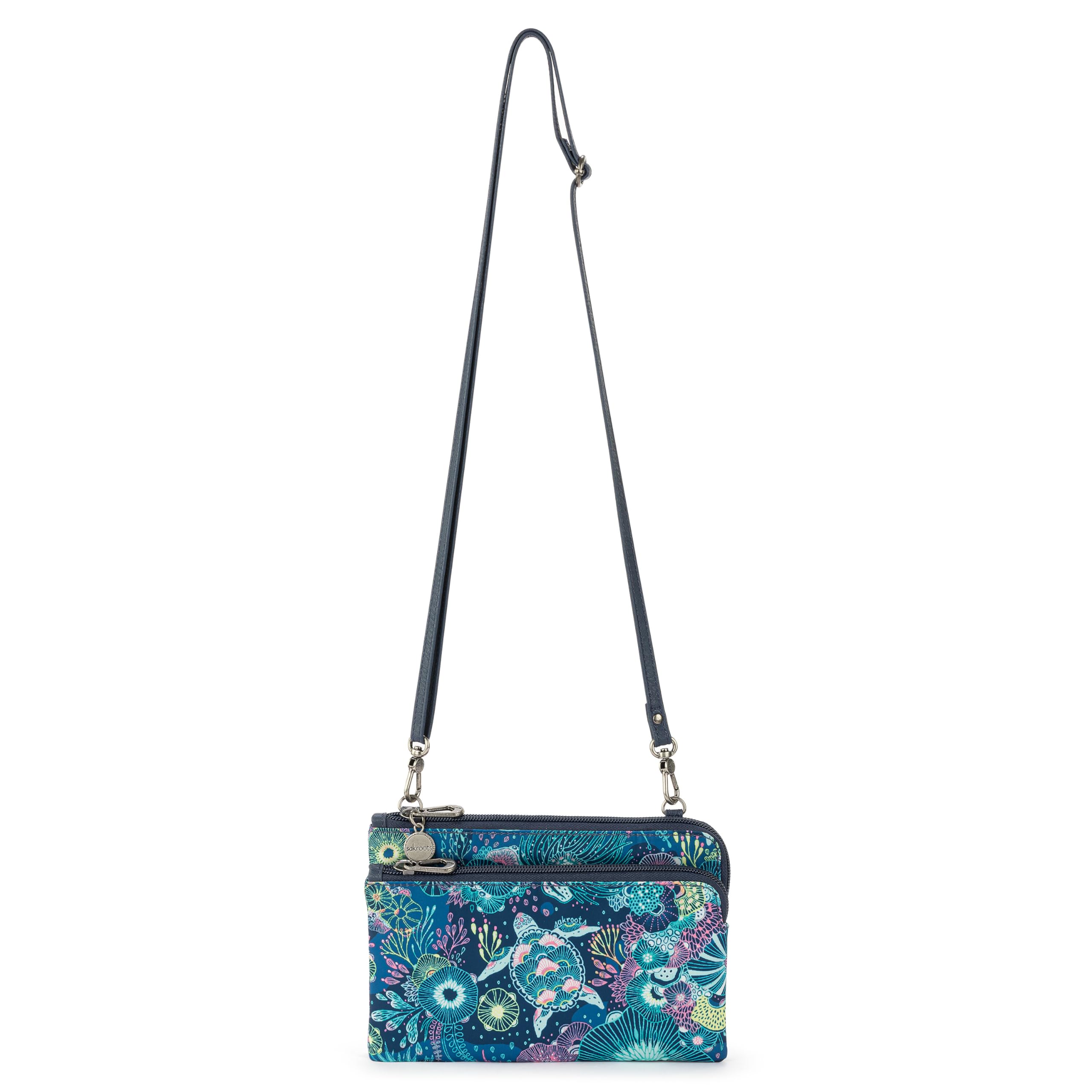 Sakroots Cambria Smartphone Crossbody in Eco Twill, Removable Crossbody Strap, Royal Blue Seascape
