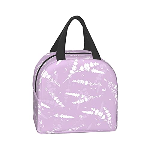 carati Cute Lavender Flowers Light Purple Lunch Box Reusable Lunch Bag Cooler Tote Travel Picnic Insulated Durable Shopping