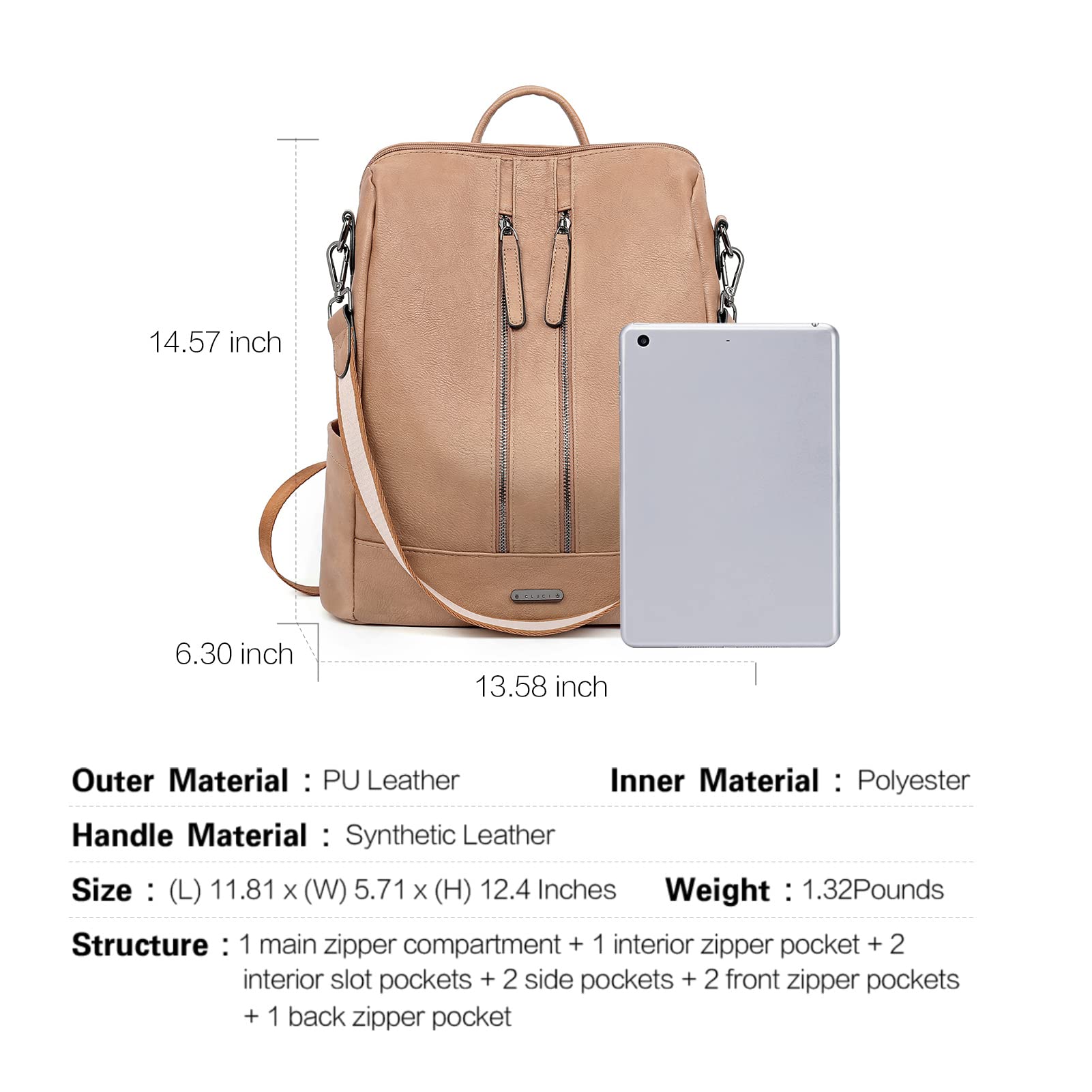 CLUCI Backpack Purse for Women Bundles with Kid's School Backpack for Boys&Girls