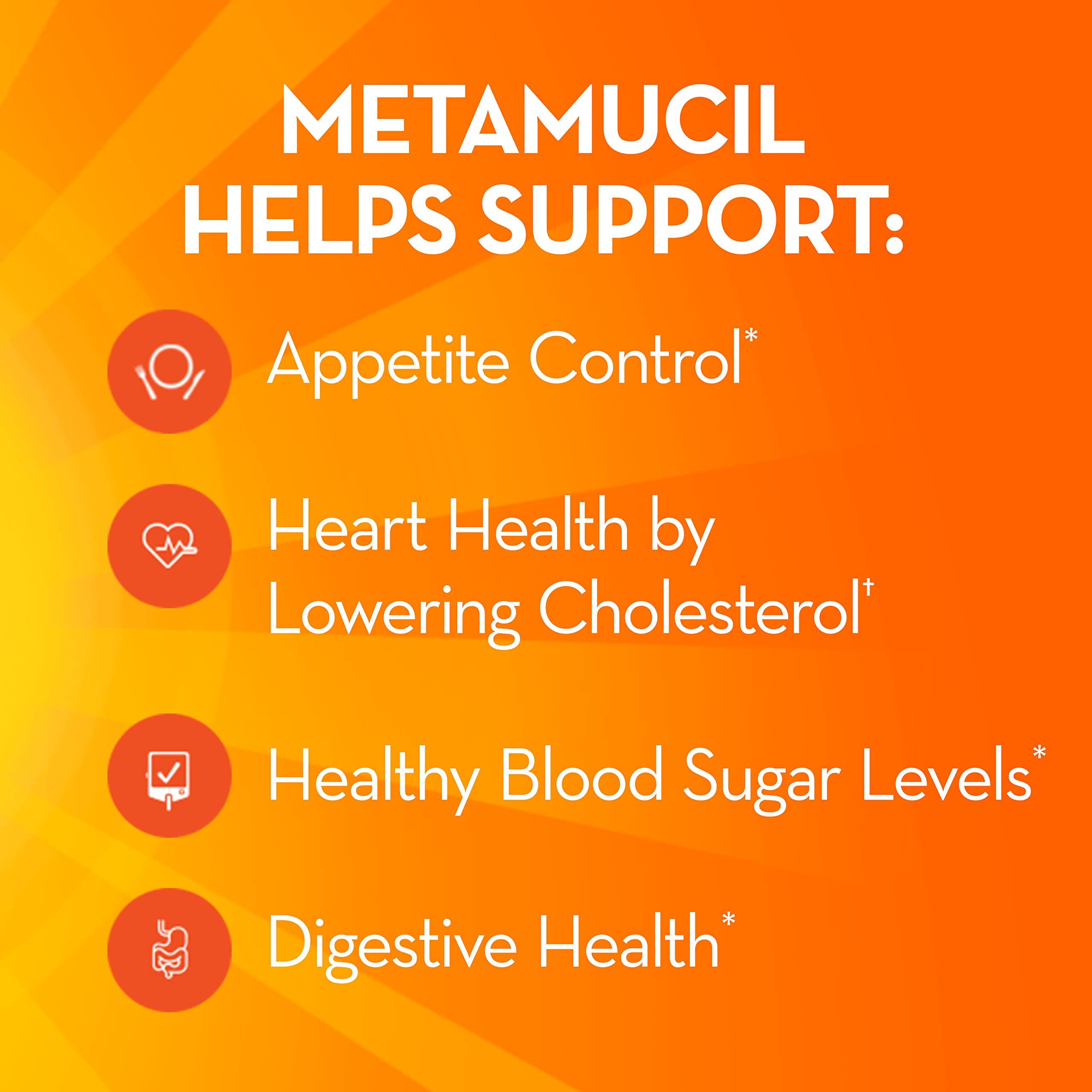 Metamucil Fiber, 4-in-1 Psyllium Fiber Supplement Powder with Real Sugar, Orange Smooth Flavored Drink, 72 Servings (Packaging May Vary), Coarse Texture, 1.9 Pound (Pack of 1)
