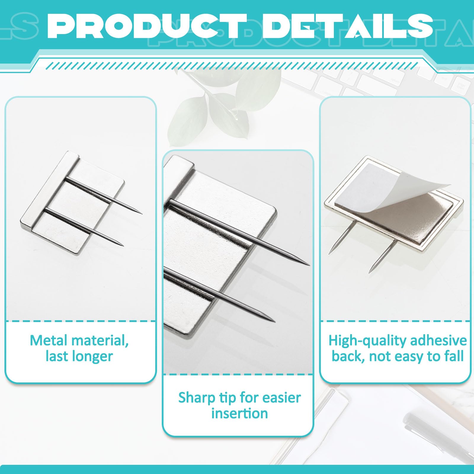 Amylove 20 Pcs Silver Cubicle Pins Partition Long Push Pins Fabric Clips Cubicle Name Plate Holders for Office Furniture Corkboard Fabric Mounting