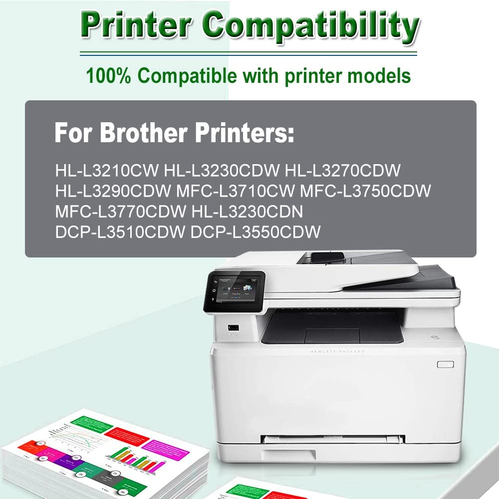 Kolasels (with Chip) 1-Pack (Black) Compatible HL-L3210CW HL-L3230CDW Toner Cartridge (High Capacity) Replacement for TN-227 TN227 (TN-227BK) Printer Cartridge