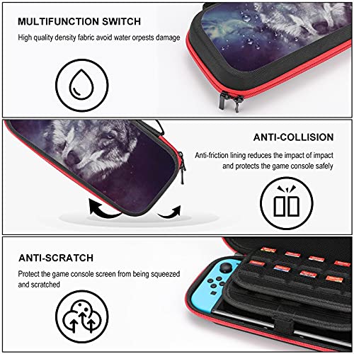 Galaxy Wolf Face Travel Carrying Case Tote Bag For Nintendo Switch Accessories Holds 20 Game Card Bag