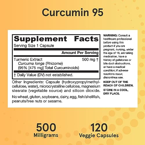 Jarrow Formulas Turmeric Curcumin Supplement - Curcumin 95, Turmeric Supplements, 500 mg for Antioxidant & Joint Support, 120 Capsules