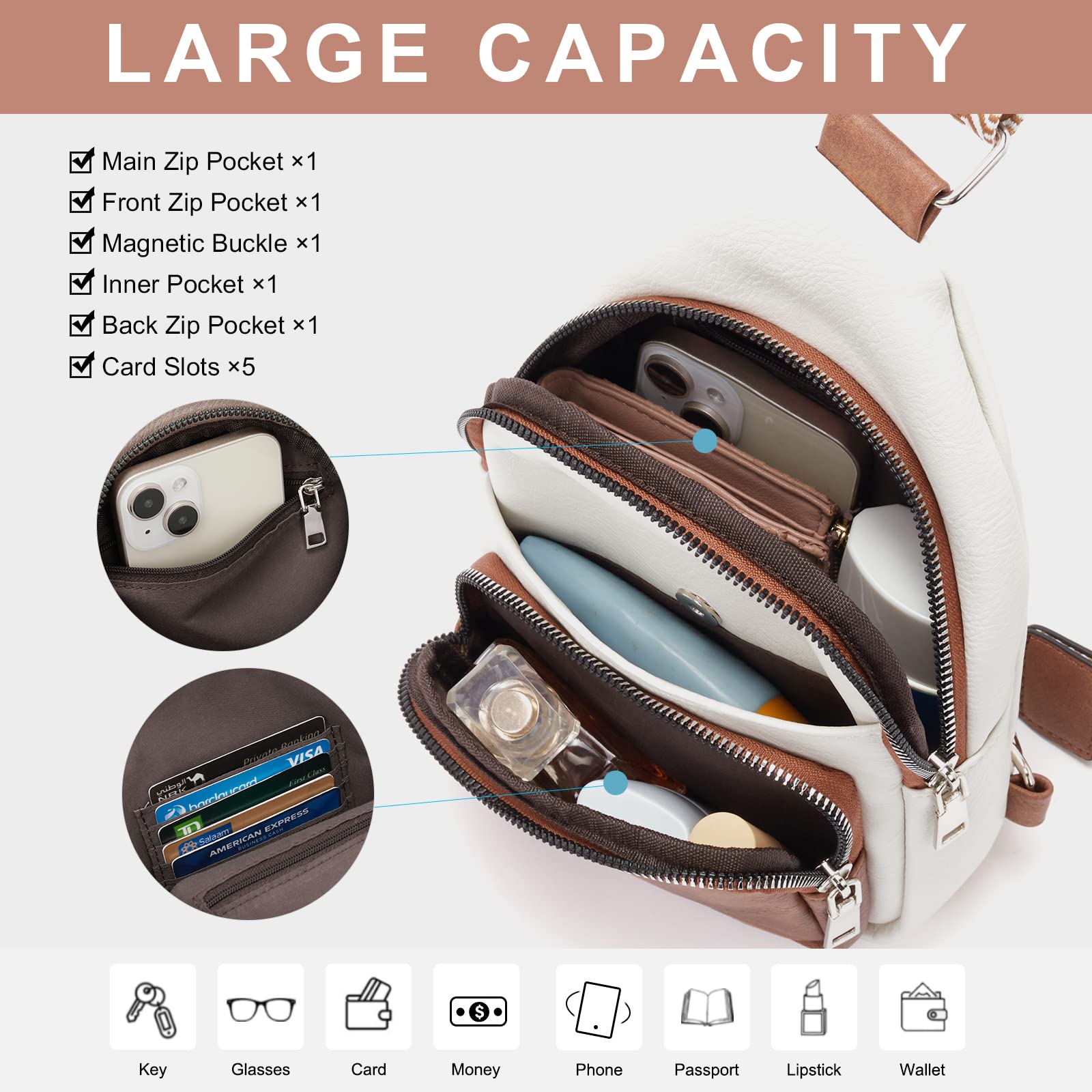CLUCI Small Sling Bag For Women Bundles With Fanny Pack