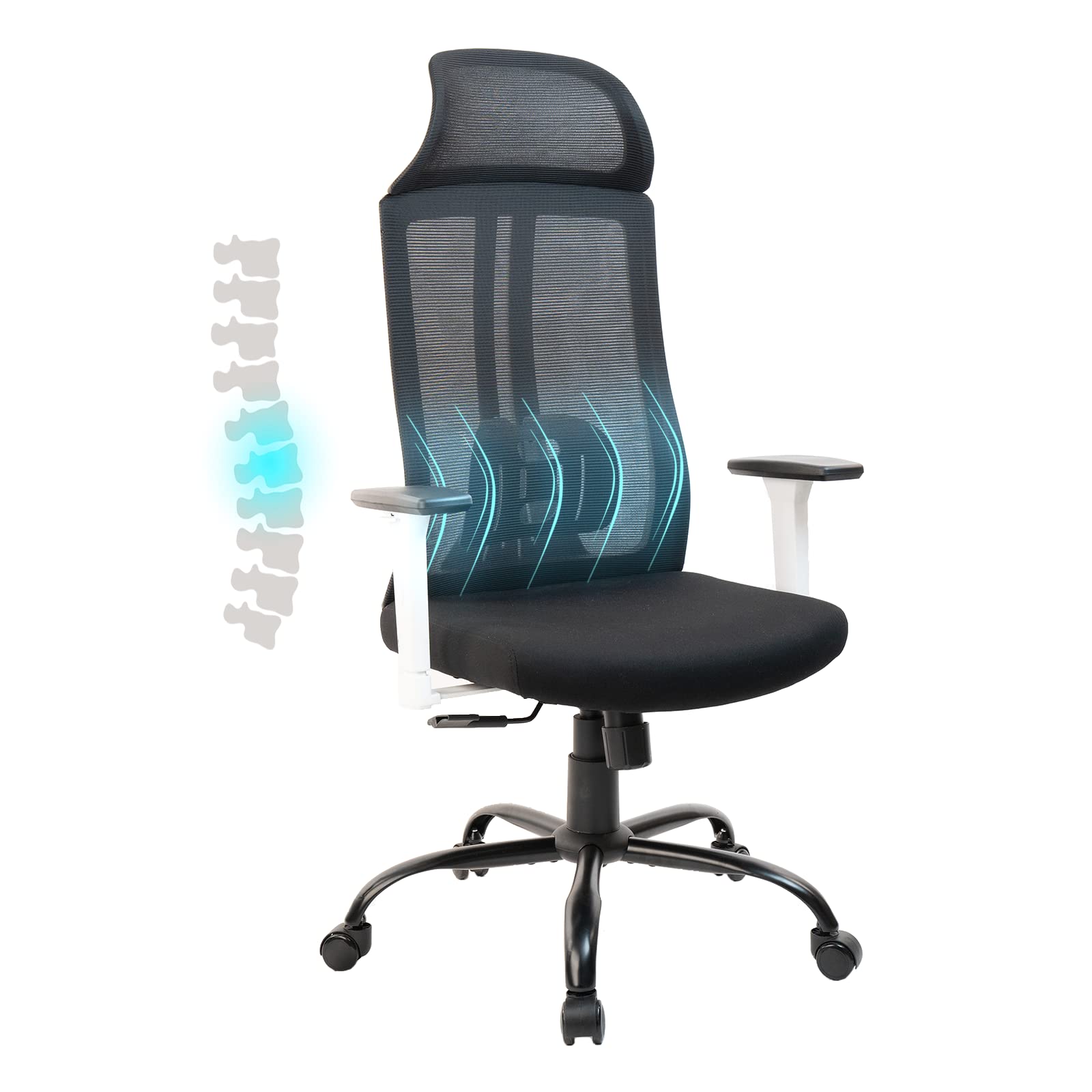CLATINA Ergonomic High Back Office Chair, Comfort Swivel Home Office Task Chair, Breathable Mesh Desk Chair, Home Office Desk Chairs with Lumbar Support Flip-up Arms and Adjustable Backrest tilt