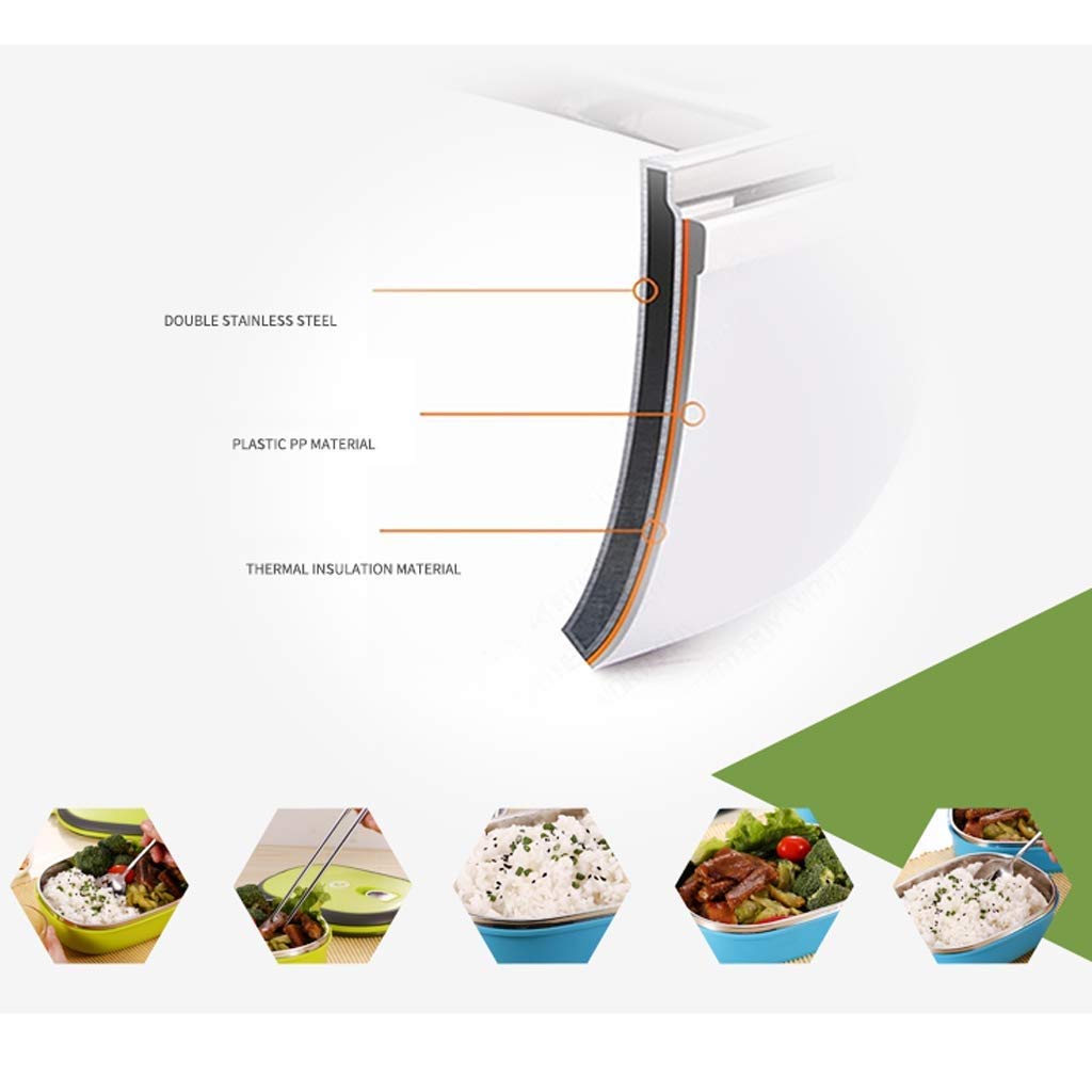 ZLDGYG Stackable Stainless Steel Thermal Compartment Lunch Box | 2-Tier Insulated Bento Box (Color : C)