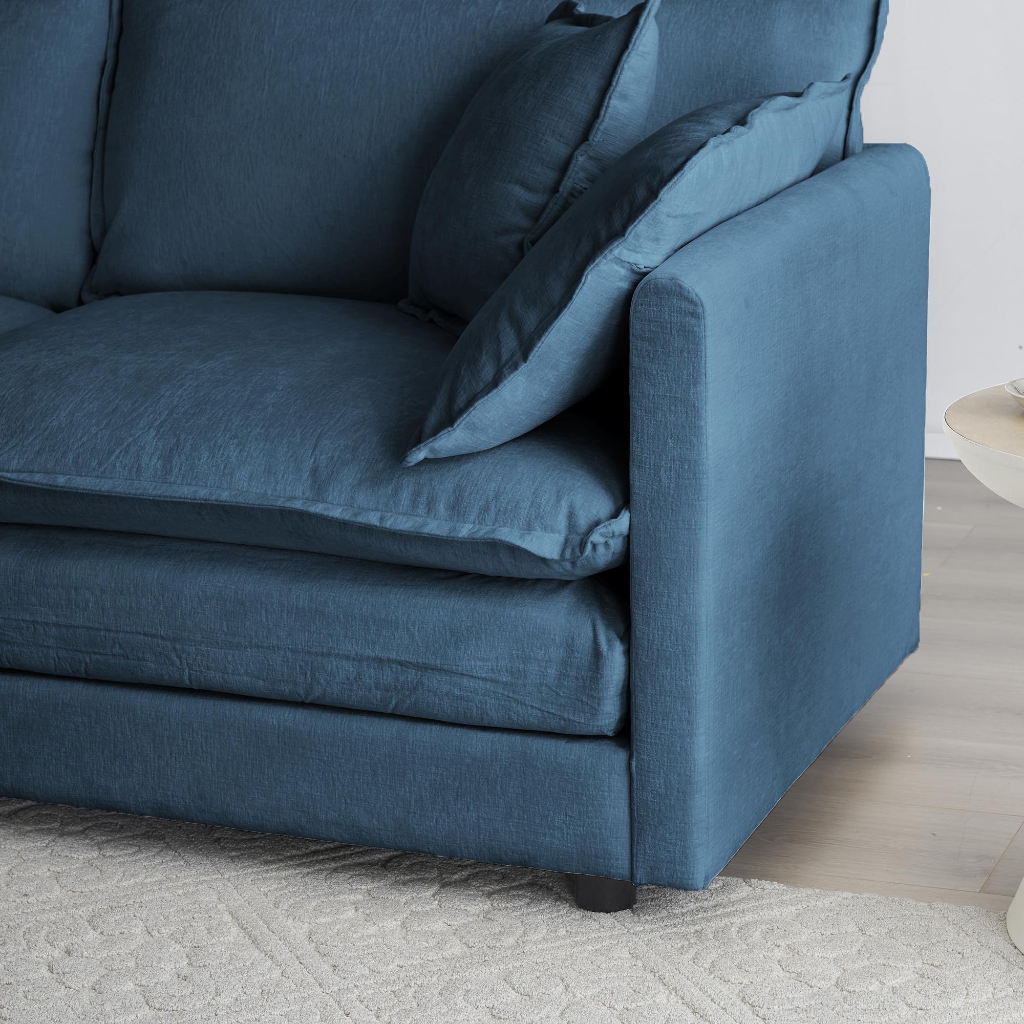 Gooamz 111.5" Oversized U Shaped Sofa, Modern Free Combination Modular Sectional Sofa Couch with 2 Ottomans, 3 Seater Couch with 3 Toss Pillows and 2 Arm Pillows for Living Room, Apartment, Blue