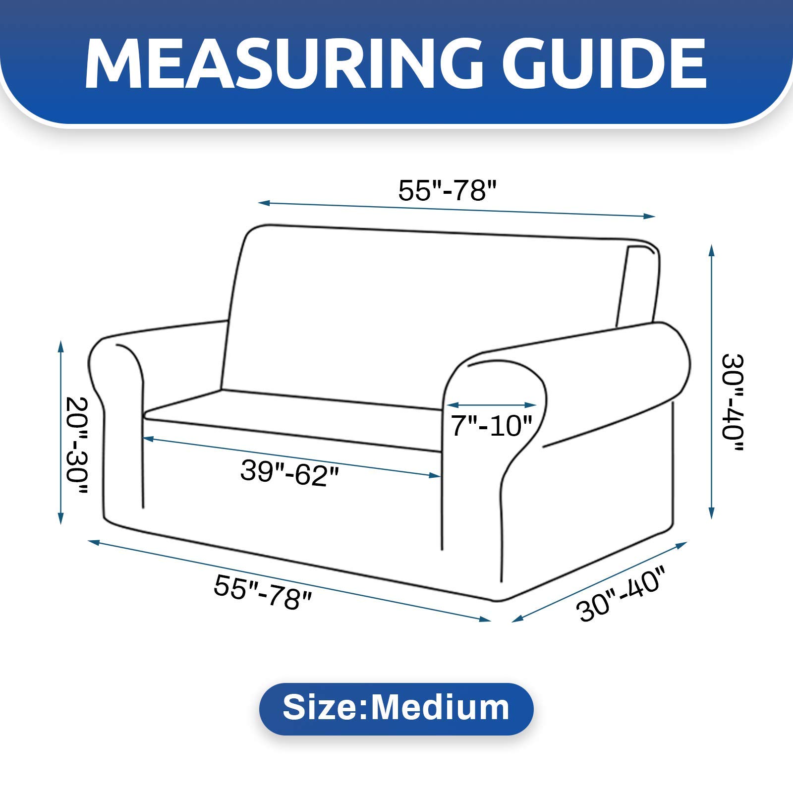 KEKUOU Stretch Loveseat Sofa Cover Slipcover,Couch Covers for 2 Cushion Couch Sofa (55"-79") Furniture Protector Sofa with Elastic Bottom for Kids,Dog. Jacquard Small Checked (Medium,Black)