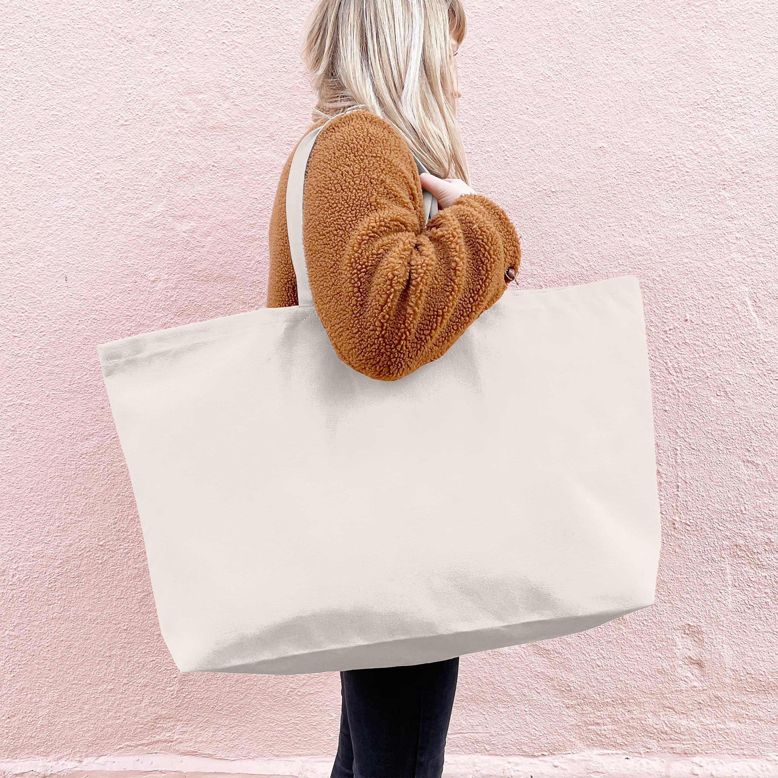 LLYLIU Large Canvas Tote Bag-Extra Big Shopping Beach Totes Bags Reusable Largest Grocery Plain Solid Bag 28"x8"x16"