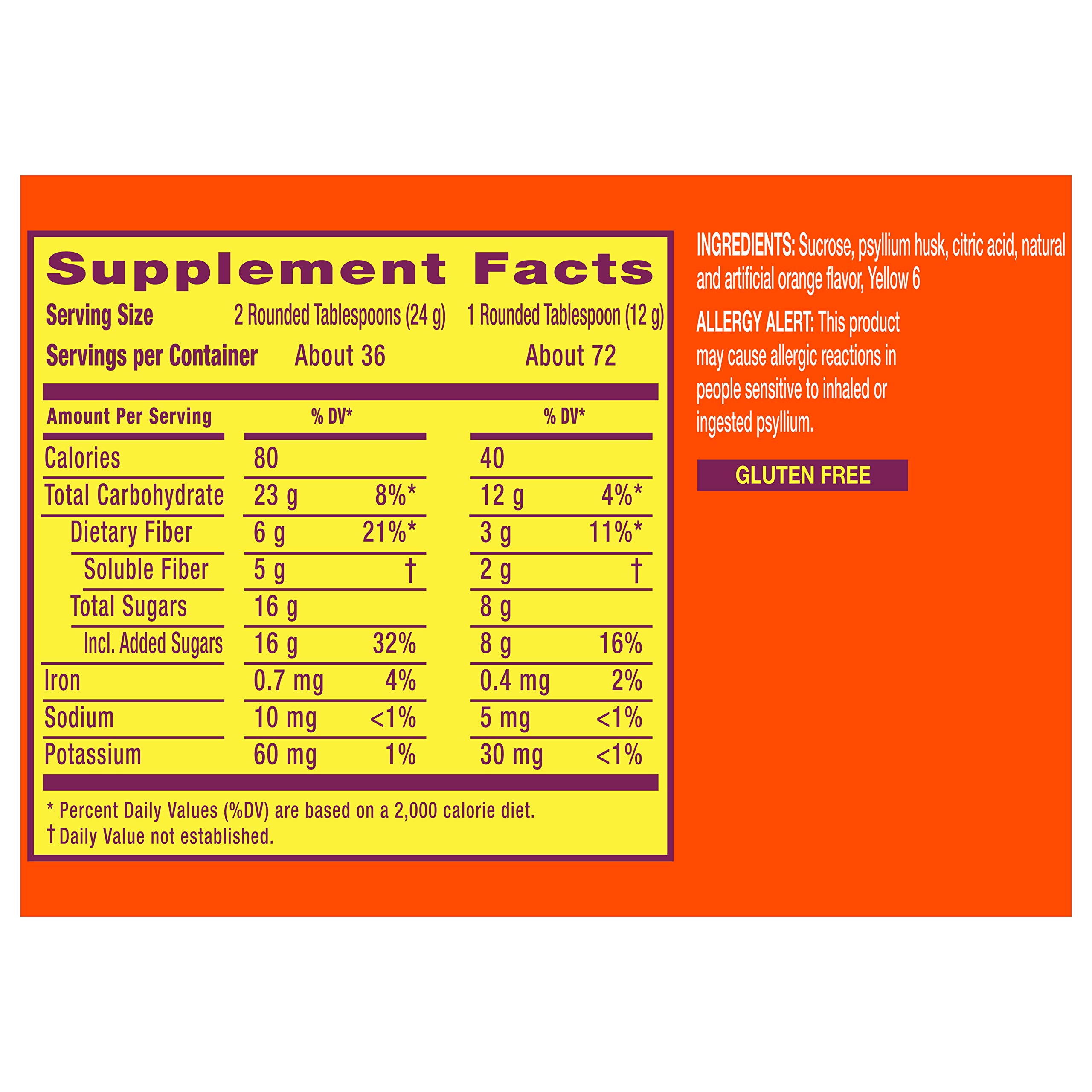 Metamucil Fiber, 4-in-1 Psyllium Fiber Supplement Powder with Real Sugar, Orange Smooth Flavored Drink, 72 Servings (Packaging May Vary), Coarse Texture, 1.9 Pound (Pack of 1)