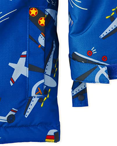 The Children's Place baby boys And Toddler Boy Heavy 3 in 1 Winter Jacket, Wind, Water-resistant Shell, Fleece Inner Down Alternative Coat, Blue Airplanes, 4T US