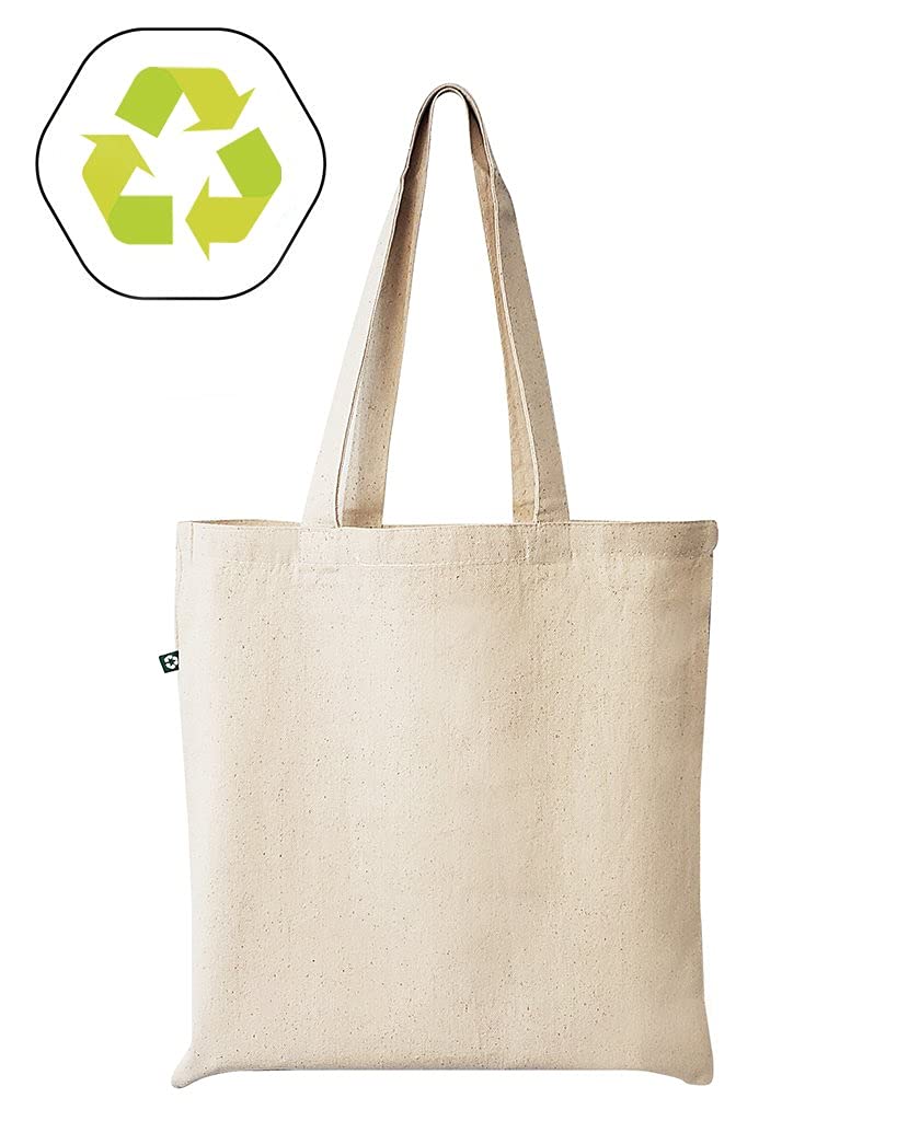 12 Pack Wholesale Recycled Canvas Tote Bags in Bulk 15x16 Heavy Duty Reusable Cotton Cloth Plain Blank Bags