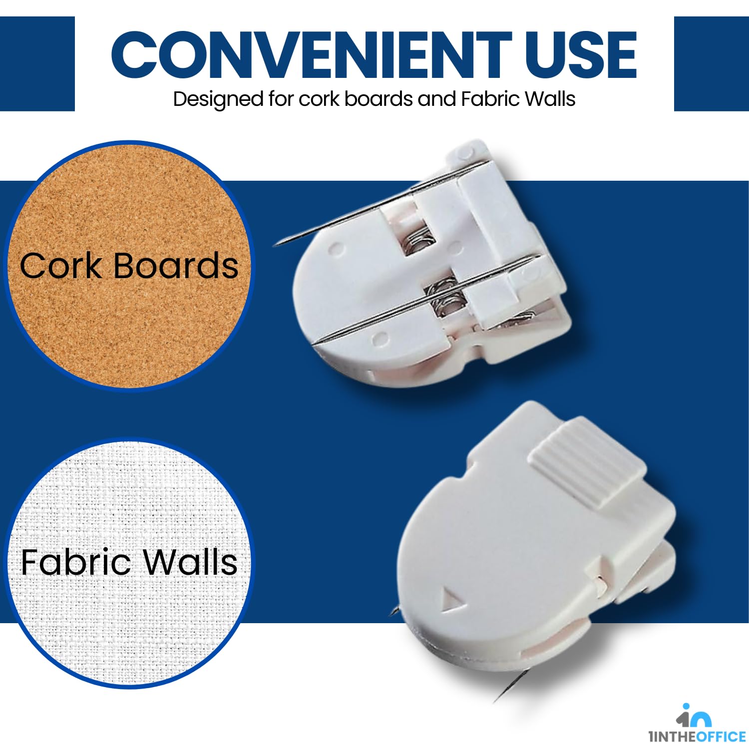 1InTheOffice Cubicle Clips, White Cubicle Pins, Office Clips, Wall Clip for Fabric Panels, (12 Pack)