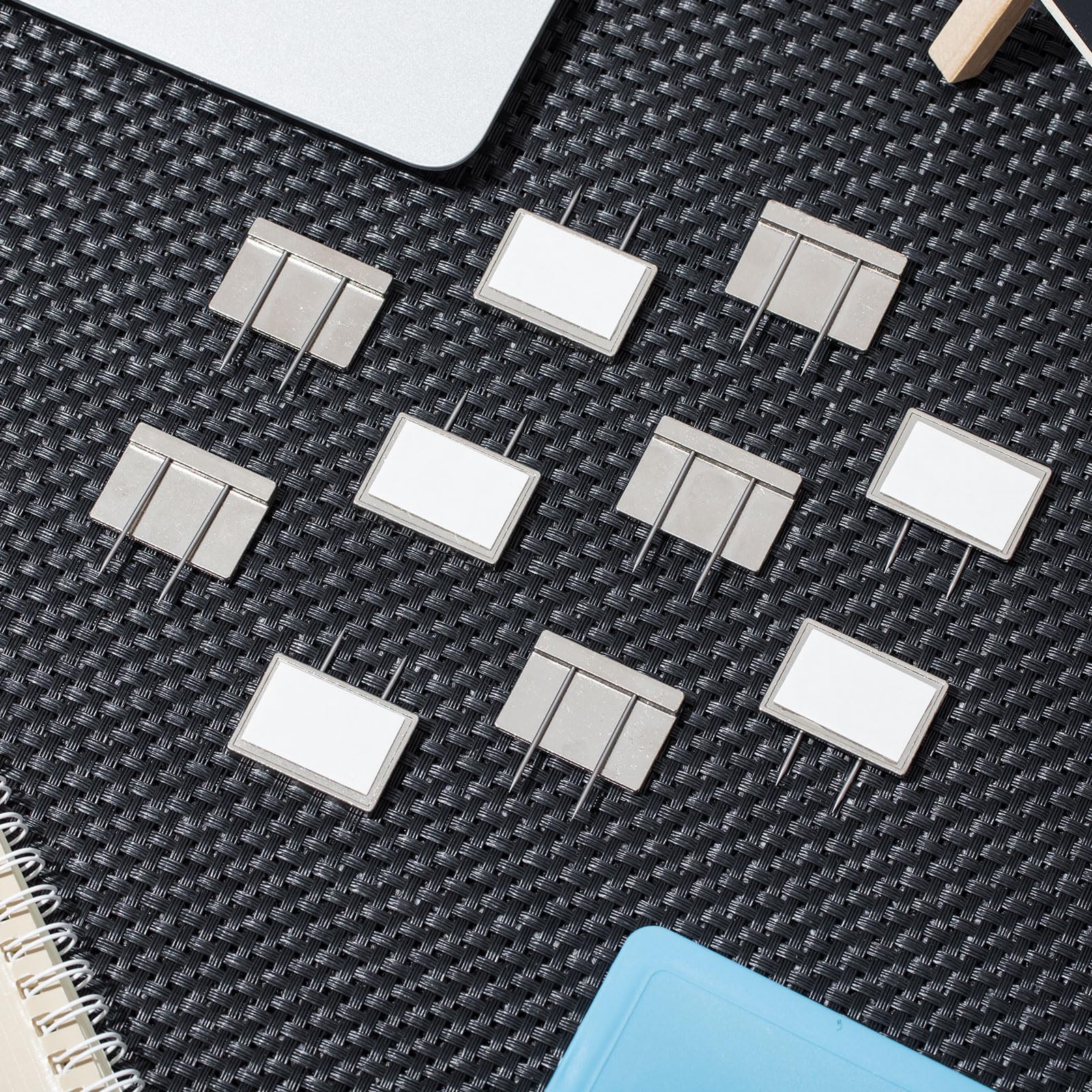 Amylove 20 Pcs Silver Cubicle Pins Partition Long Push Pins Fabric Clips Cubicle Name Plate Holders for Office Furniture Corkboard Fabric Mounting