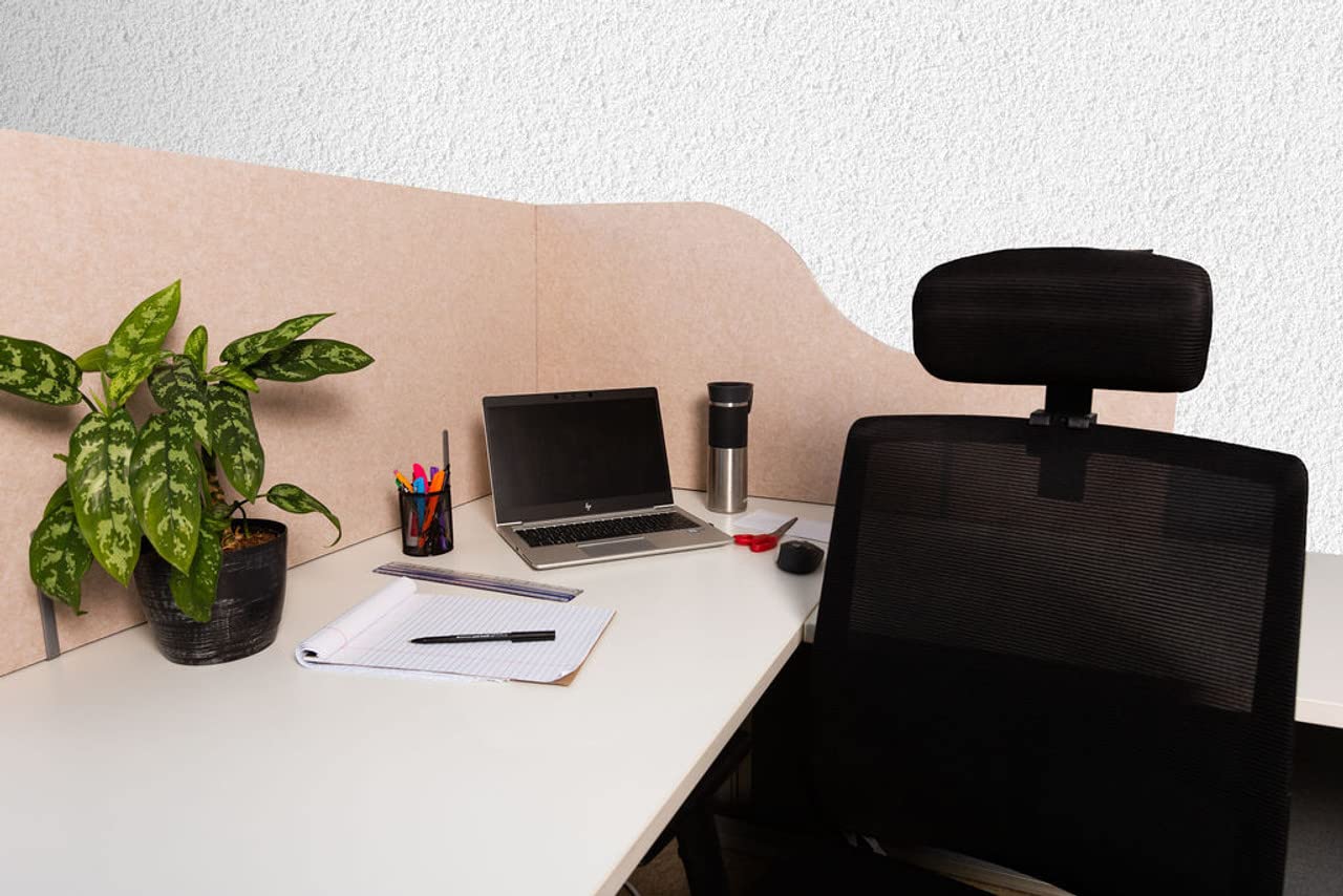 VERSARE SoundSorb Desktop Privacy Panels | Noise Dampening Modesty Panels for Desks | Edge Clip Mounts | PET Material | 24" x 24" Marble Gray Panels with Edge Clips