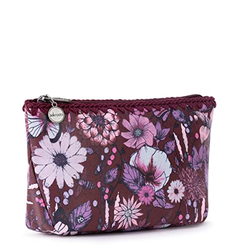 Sakroots Womens Essential Medium Pouch in Coated Canvas, Cabernet Bloom, One Size US