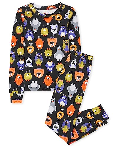 The Children's Place baby girls Family Matching Christmas Holiday Sets, Snug Fit 100% Cotton, Adult, Big Kid, Toddler, Pajama Set, Hlwn Monster, 6 US