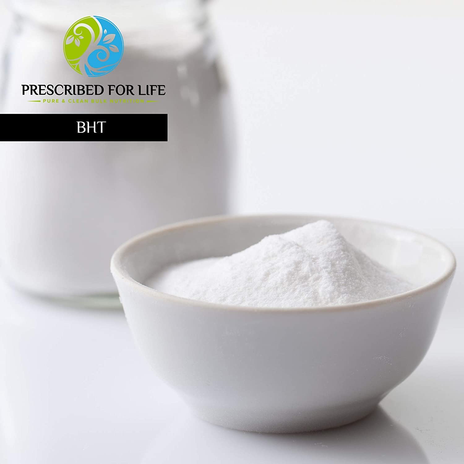 Prescribed For Life BHT Powder, Powdered Butylated Hydroxytoluene for Food Preservation, Vegan, Gluten Free, Non GMO, Unbleached, Soy Free (4oz / 113g)