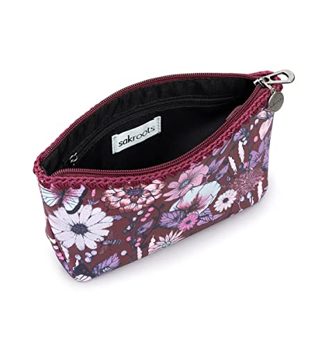 Sakroots Womens Essential Medium Pouch in Coated Canvas, Cabernet Bloom, One Size US