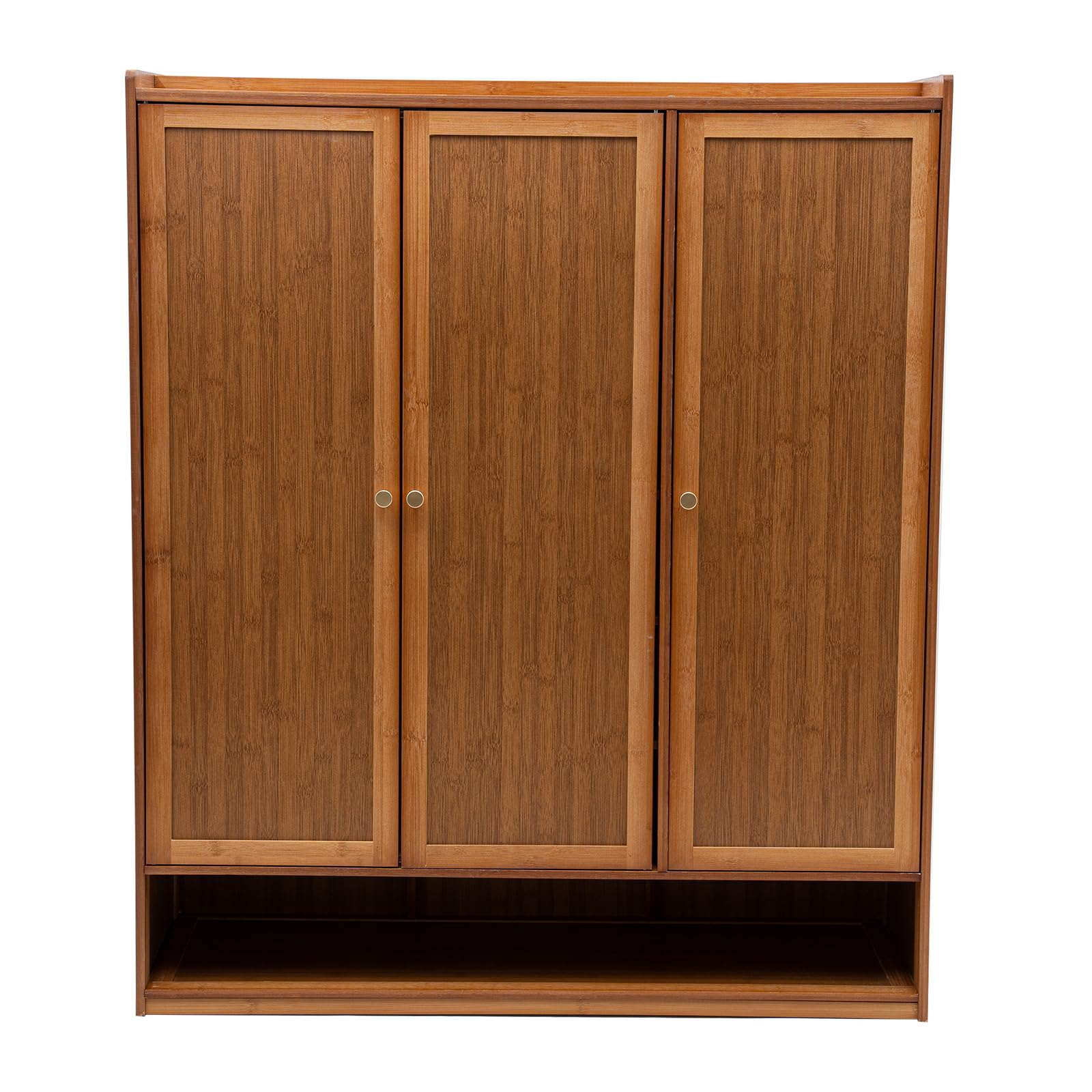 HYYKJ-US Modern Bamboo Shoe Storage Cabinet with Shutter Doors 8 Tier Freestanding Shoe Rack Shoe Floor Storage Organizer Rack for Entryway Living Room Bedroom 35.4" L×12.6" W×42.1" H