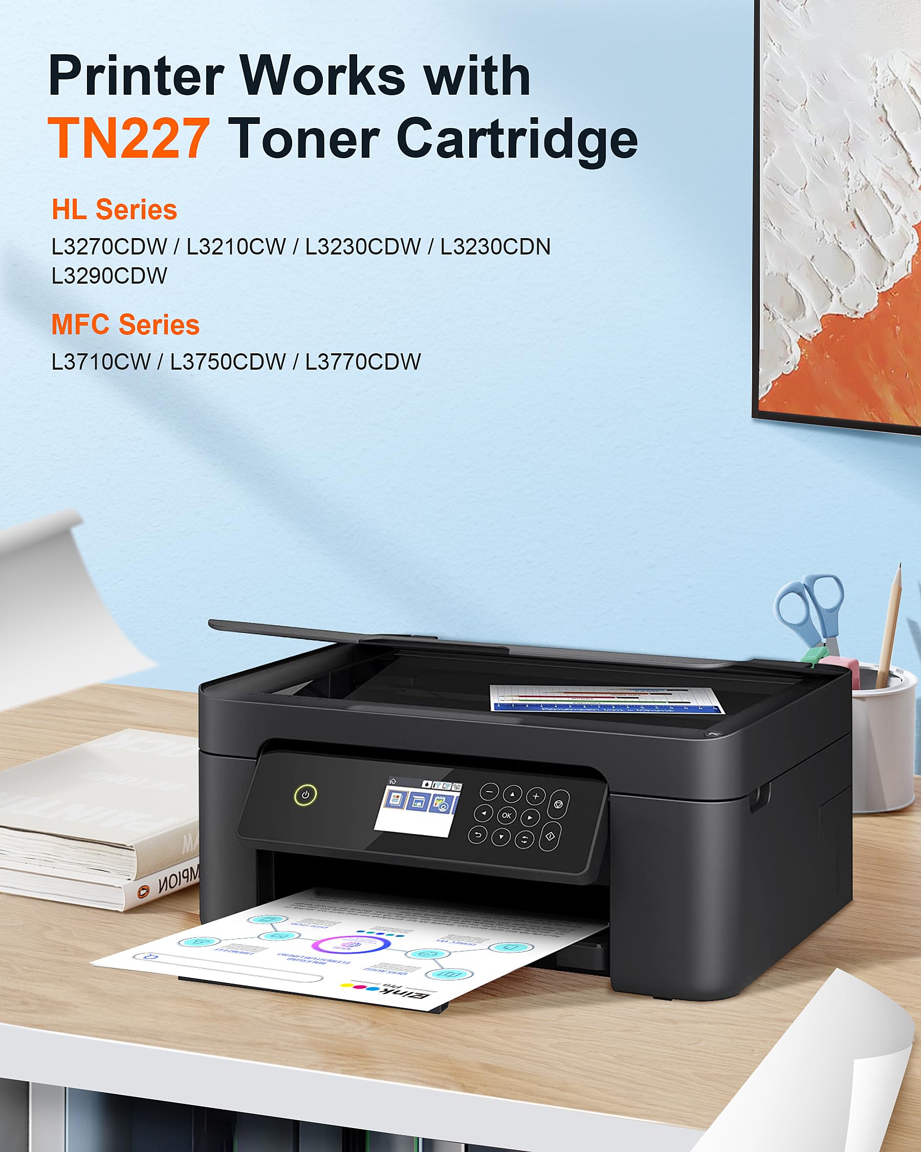 E-Z Ink Pro Compatible TN227 Toner Cartridge Replacement for Brother TN227 TN-227 BK/C/M/Y High Yield TN223 TN-223 Compatible with HL-L3290CDW HL-L3210CW MFC-L3750CDW MFC-L3710CW Printer (4 Pack)