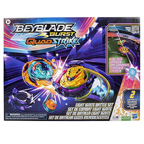 Beyblade Burst QuadStrike Light Ignite Battle Set Stadium, 2 Spinning Tops, and 2 Launchers, Toys for 8 Year Old Boys & Girls & Up (Amazon Exclusive)