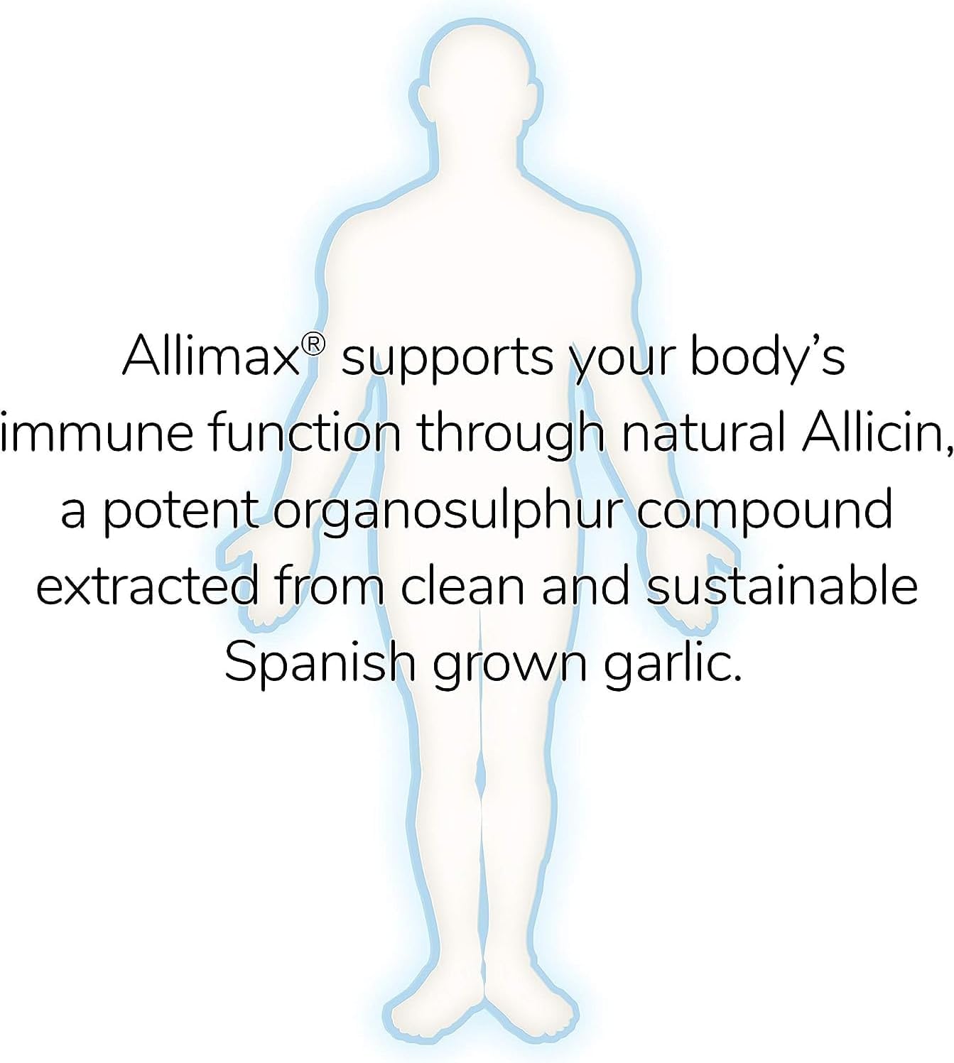 ALLIMAX 180mg 90 Capsules. Allicin Garlic Supplement to Support Your Body’s Immune Function. Contains Stabilized and Potent Bioactive Allicin, Extracted from Clean & Sustainable Spanish Grown Garlic.