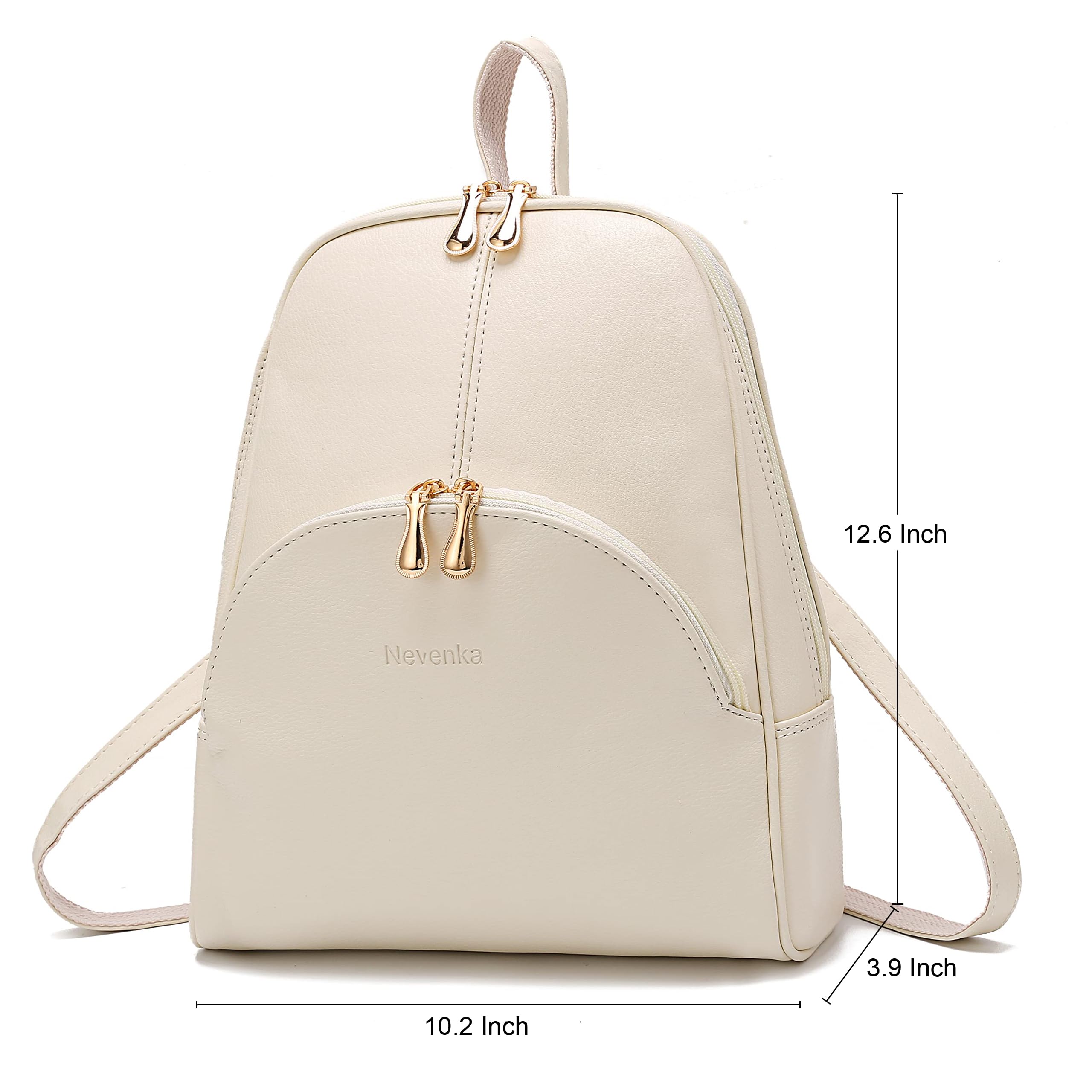 Nevenka Backpack Purse for Women Casual Shoulder Bag PU Leather Zipper Closure Adjustable Strap (beige)