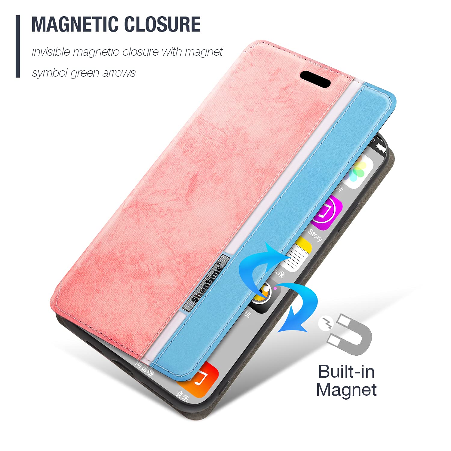 Shantime for Doogee V20 Pro Case, Fashion Multicolor Magnetic Closure Leather Flip Case Cover with Card Holder for Doogee V20 Pro (6.43”)