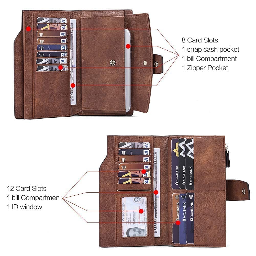 CLUCI Women Backpack Purse Fashion Bundles with Leather Wallets Large Clutch Ladies Long