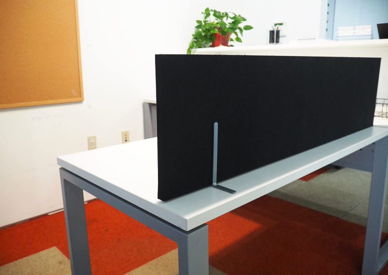 VERSARE SoundSorb Desktop Privacy Panels | Noise Dampening Modesty Panels for Desks | Edge Clip Mounts | PET Material | 24" x 24" Marble Gray Panels with Edge Clips