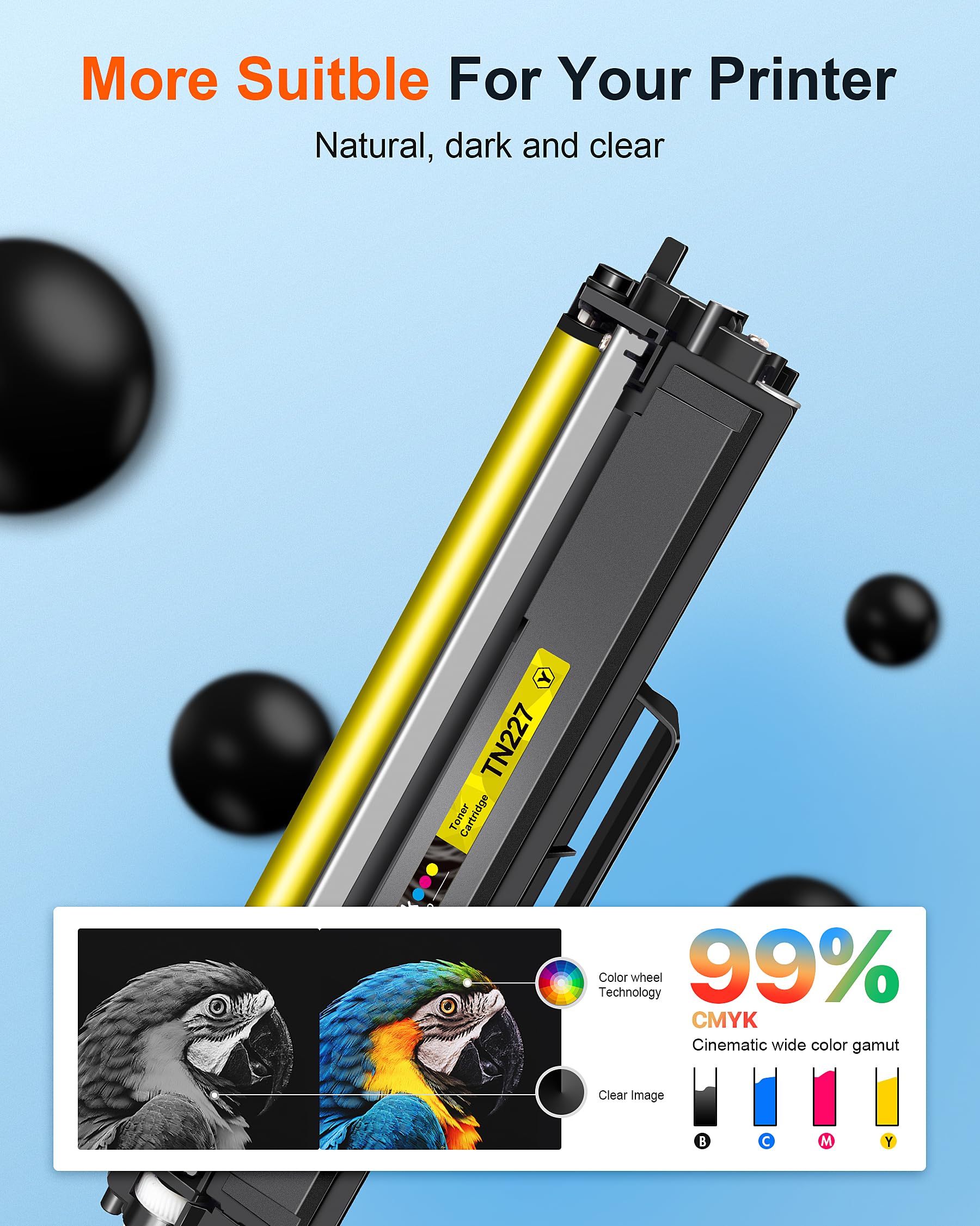 E-Z Ink Pro Compatible TN227 Toner Cartridge Replacement for Brother TN227 TN-227 BK/C/M/Y High Yield TN223 TN-223 Compatible with HL-L3290CDW HL-L3210CW MFC-L3750CDW MFC-L3710CW Printer (4 Pack)