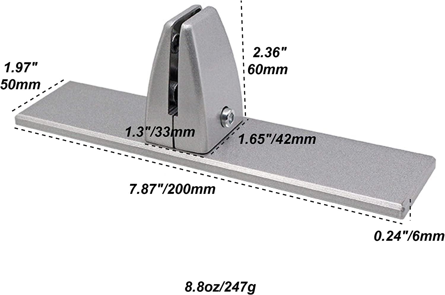 Sneeze Guard Clamp Bracket, T-Shaped Desk Partition Clamp with Freestanding Base for Clear Acrylic Shield Heavy Duty Auminum Guard Clamp, Desktop Countertop Reception 2PC