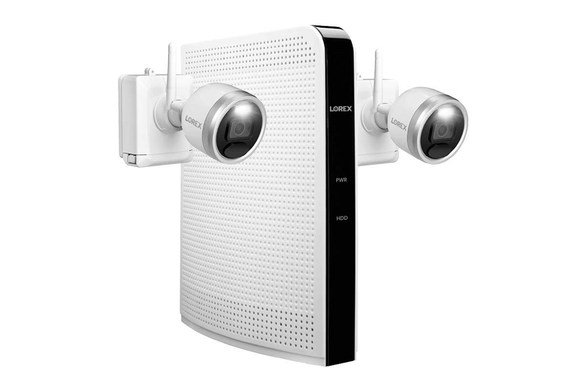 Lorex Wireless Security Camera System, 1080p HD Wire Free Cameras with Motion Detection Surveillance, Active Deterrence, 64GB MicroSD, 6 Channel NVR, 2 Battery Operated Cameras (M. ) (Renewed)