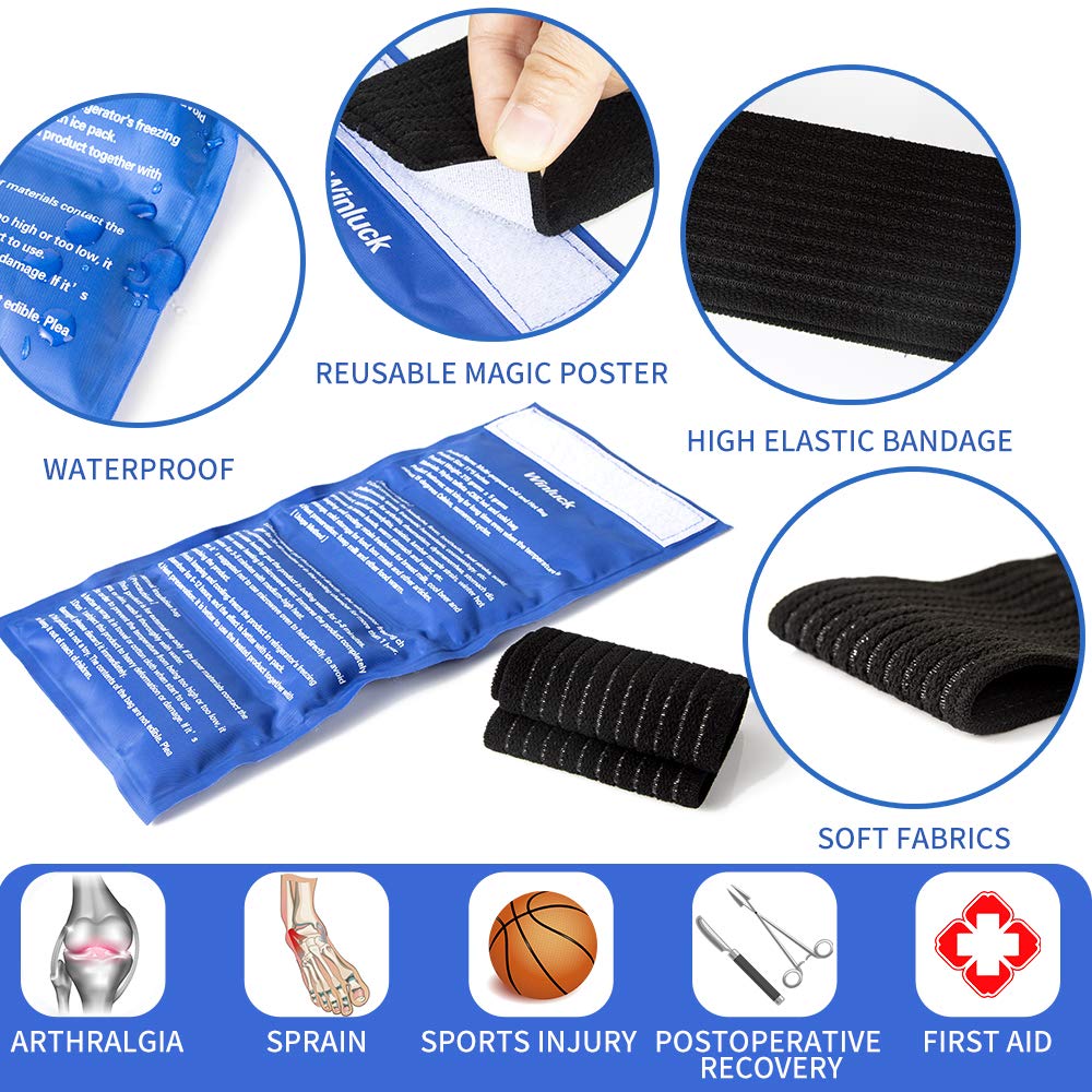 Gel Ice Packs for Injuries- Adjustable Wrap for Pain Relief Ice Pack+Heat Pack , Non-Toxic Smooth Reusable, Support Rehabilitation, Flexible Therapy - Shoulder, Back, Knee, Neck, Ankle, Jaw & More,