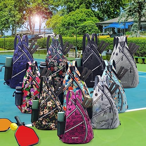 ZOEA Pickleball Bag, Adjustable Pickleball Bag with Water Bottle Holder, Pickleball Paddle Backpack for Men and Women (Camouflage Grey)