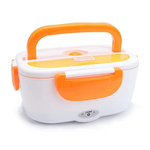 RXF Electric Lunch Box,2 in 1 Portable Food Heater Food Grade Container 12V 110V 40W Adapter Homework for Car Truck,Spoon and 2 Compartments,Orange