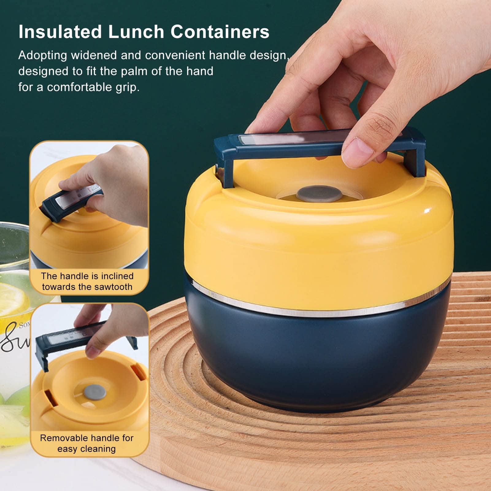 UPQRSG Stainless Steel Lunch Box, 0.8L Portable Food Warmer, 2 Layer Insulated Compartment Leakproof lunch Box, Food Jar Thermal Lunch Box