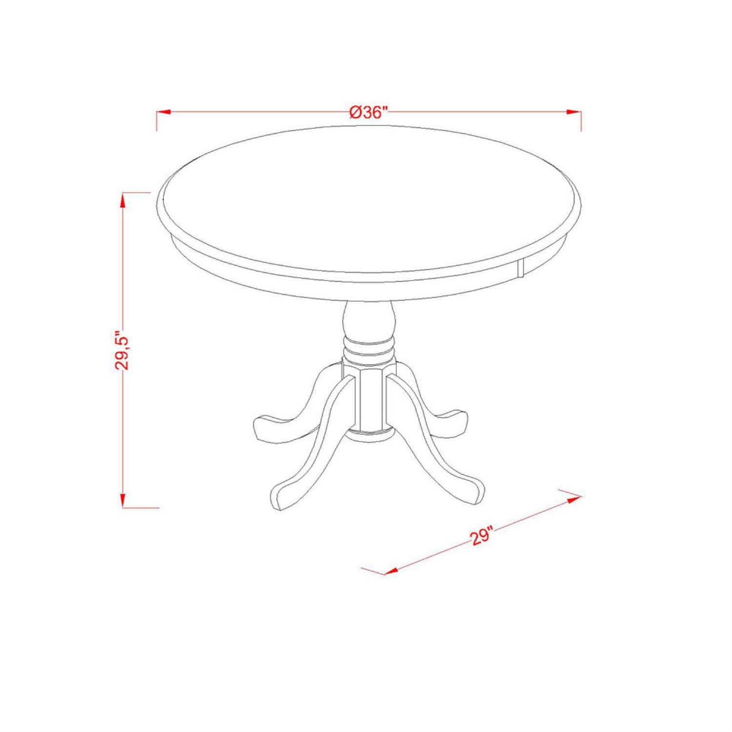 East West Furniture ANCL5-LWH-W 5 Piece Dining Table Set for 4 Includes a Round Kitchen Table with Pedestal and 4 Kitchen Dining Chairs, 36x36 Inch, Linen White