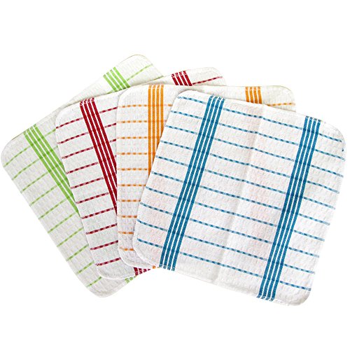 Multi-Purpose Cleaning Cloths , Kitchen Cleaning Towel , Wash Cloth , Dish Cloth ,Perfect for Kitchens, Dishes, Car, Dusting, Drying Rags, 11.5 x 11.5", Set of 10 - Teal Lattice
