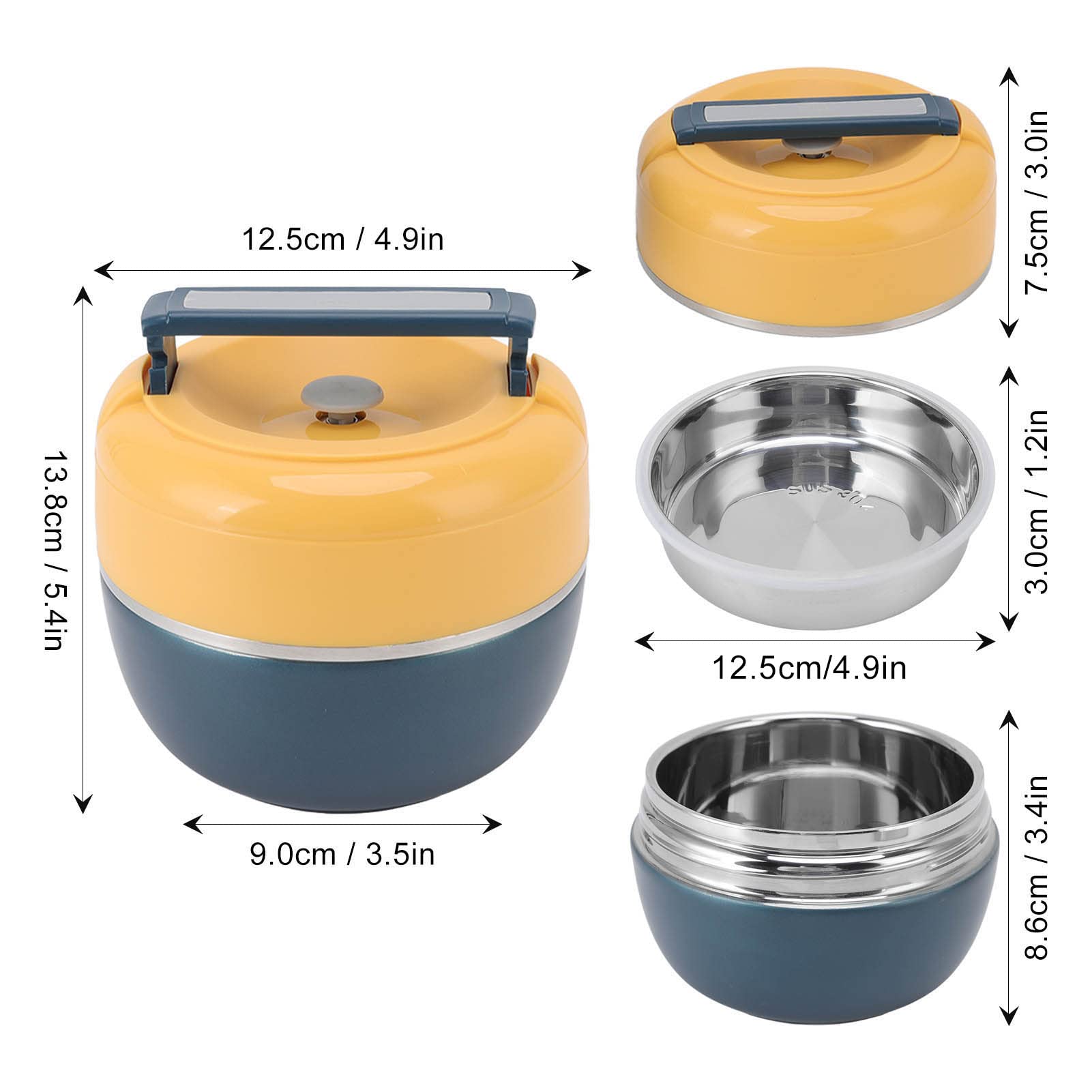 UPQRSG Stainless Steel Lunch Box, 0.8L Portable Food Warmer, 2 Layer Insulated Compartment Leakproof lunch Box, Food Jar Thermal Lunch Box
