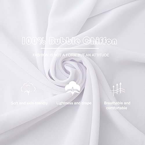 Yeieeo Women's Pre-Sewn Head Scarf Wrap Shawls Stretch Scarf Hijab Cap Chiffon Scarf with Under Caps for Hijabs (White)