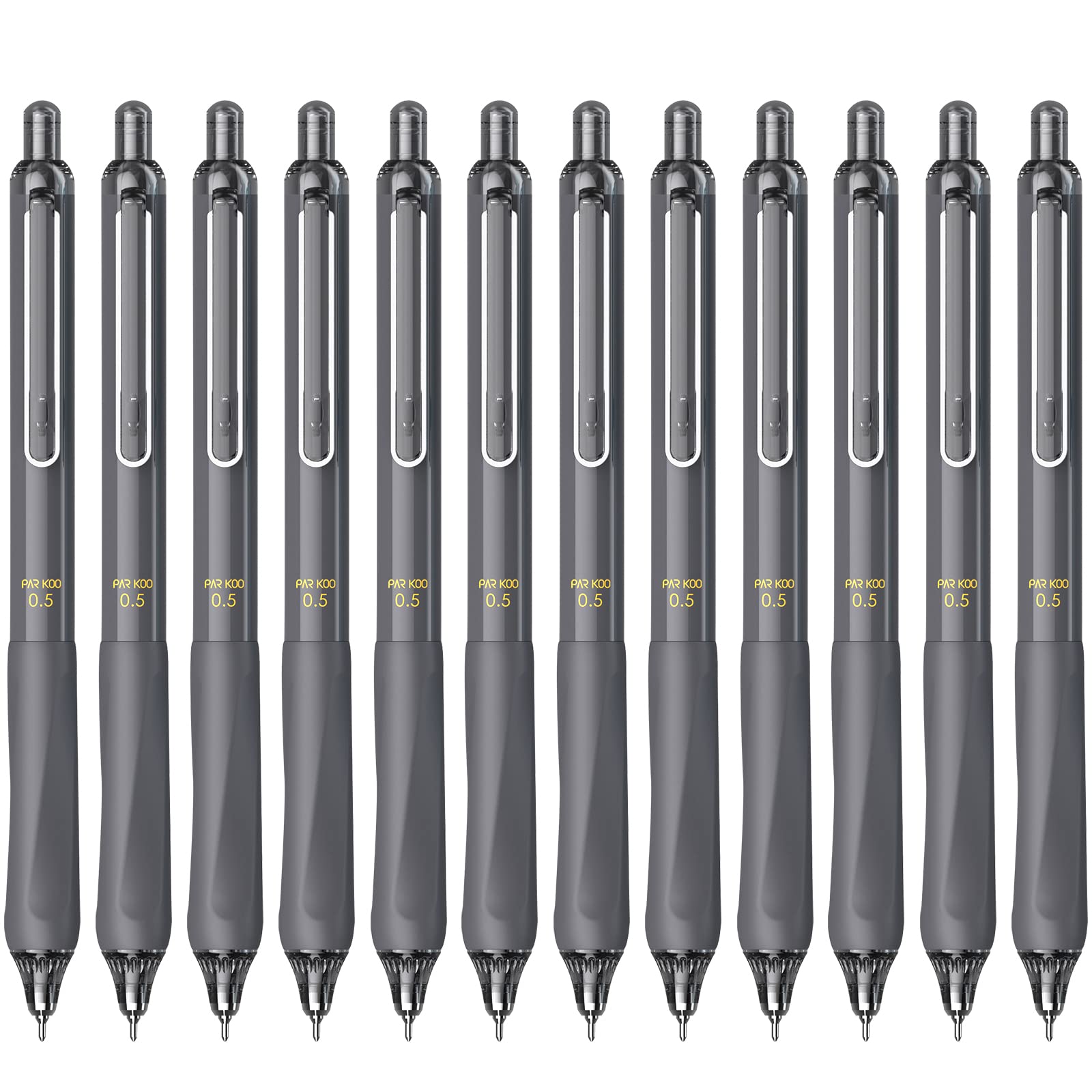 ParKoo Gel Pens Quick Dry Ink Fine Point 0.5mm, Retractable Rolling Ball Black Ink, Click Silent Pens Set for Journaling Notetaking Drawing Sketching Smooth Writing Non Bleed 12pcs