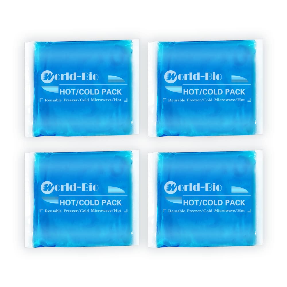 Reusable Gel Ice Packs (4 Pack) - Hot Cold Pack for Injuries, Pain Relief, Migraines - Gel Ice Pack Cold Compress for Back, Neck, Foot and Wrist - Flexible Cold Packs for Injuries - 5.1" x 6.5"
